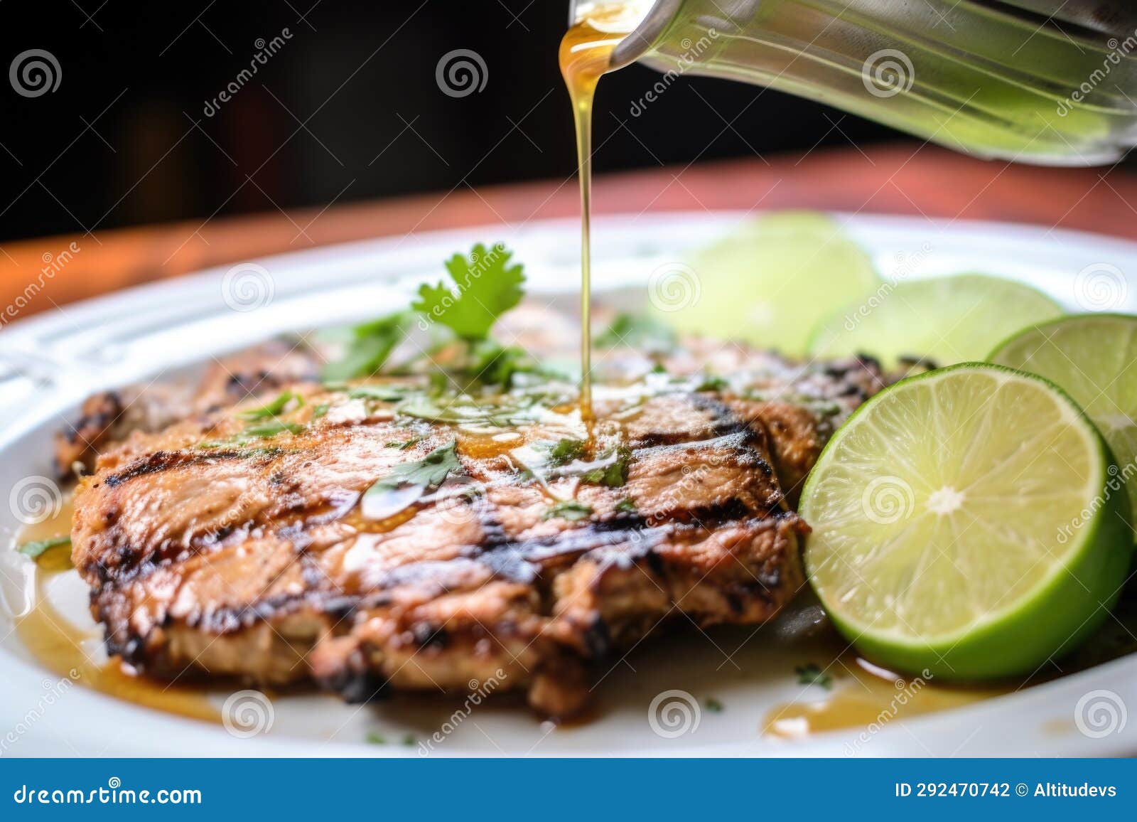 Squeezing Lime Over Grilled Pork Chop on a Plate Stock Photo - Image of ...