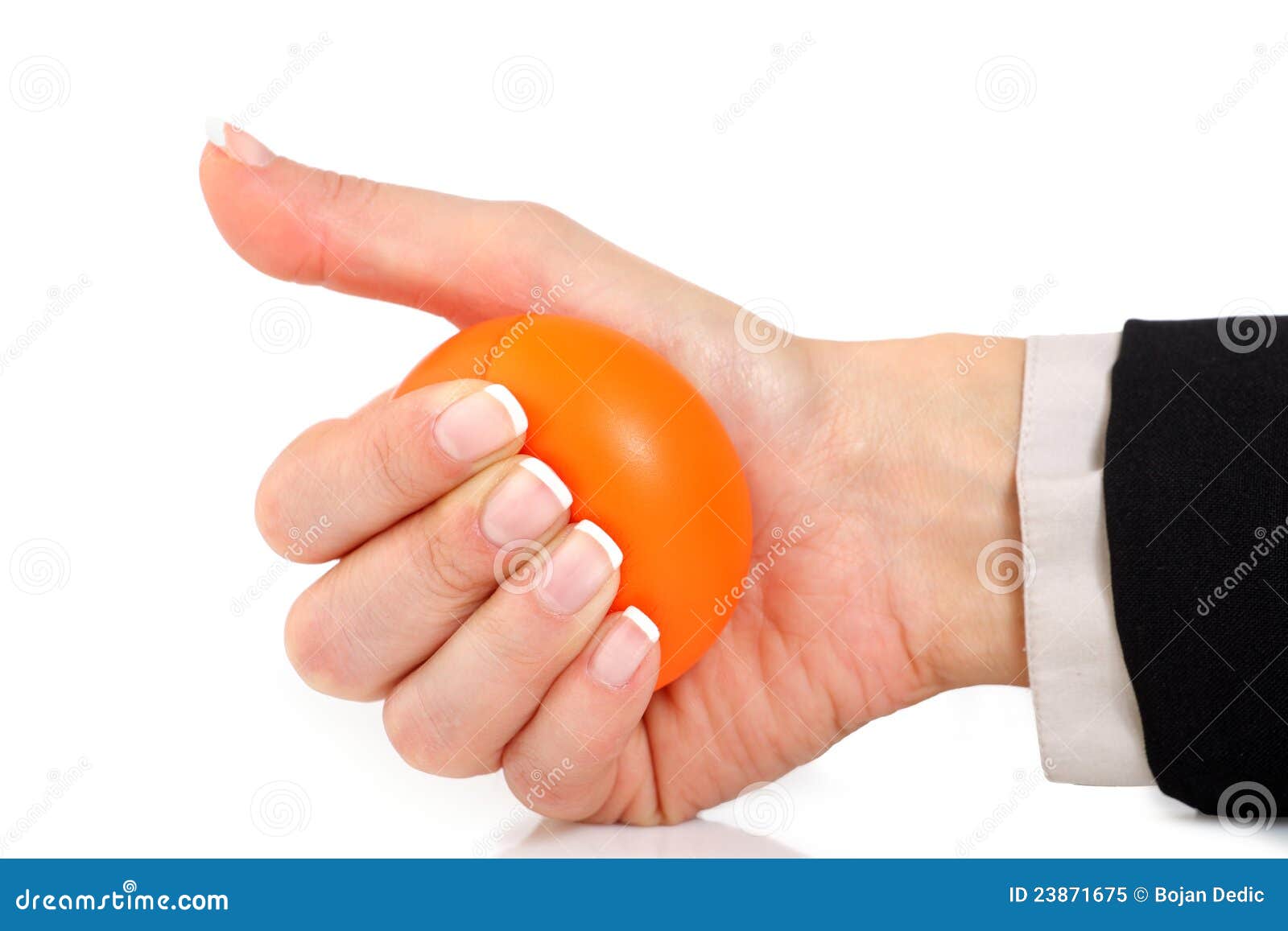 Squeezing an Orange Stress Ball Stock Image - Image of muscle, wrist ...