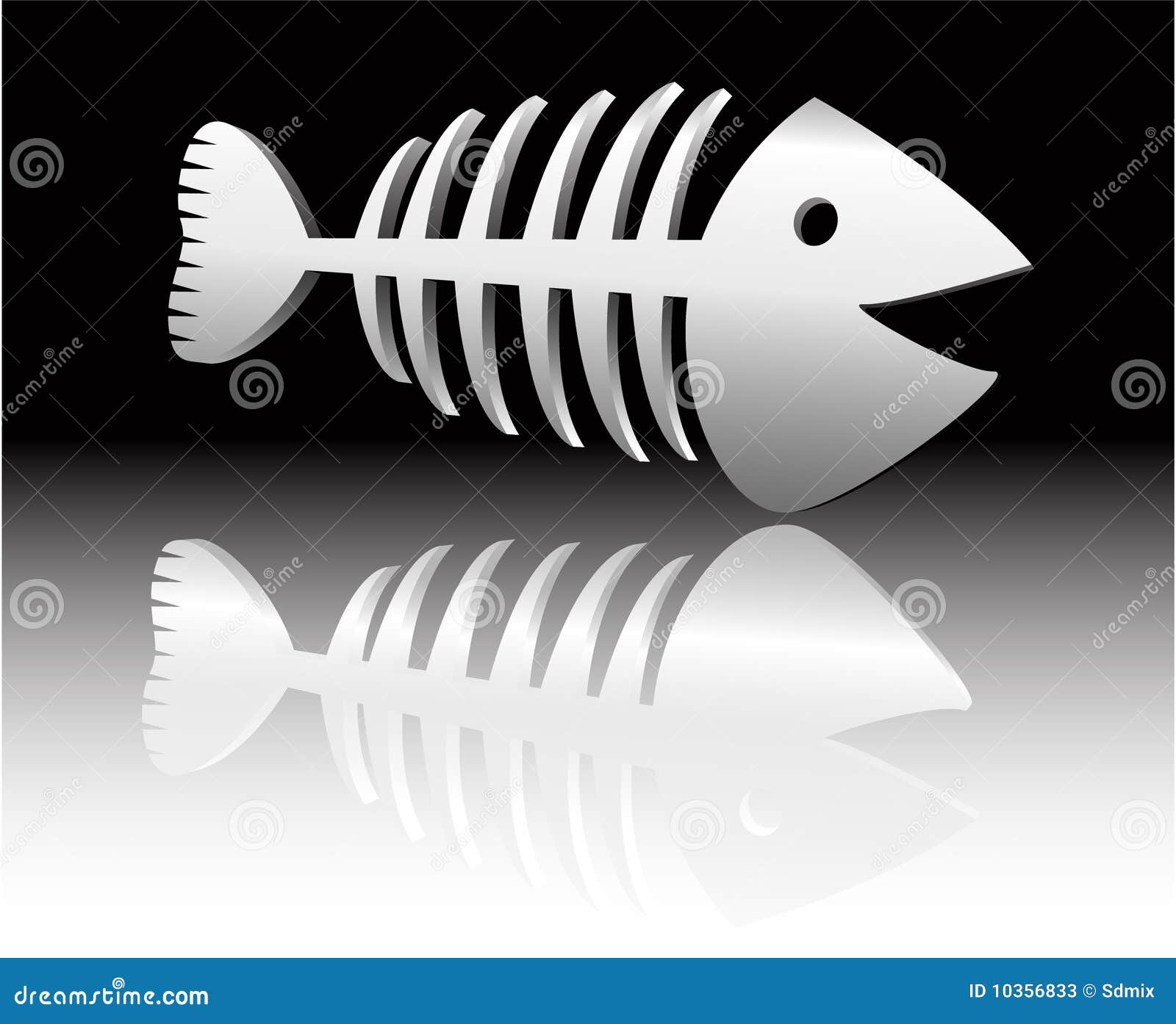 Squelette de poissons illustration stock. Illustration du océan - 10356833