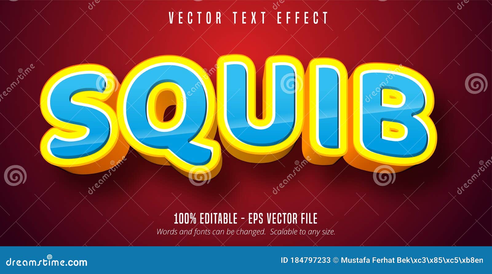 Squib Text, 3d Editable Text Effect Stock Vector - Illustration of word ...