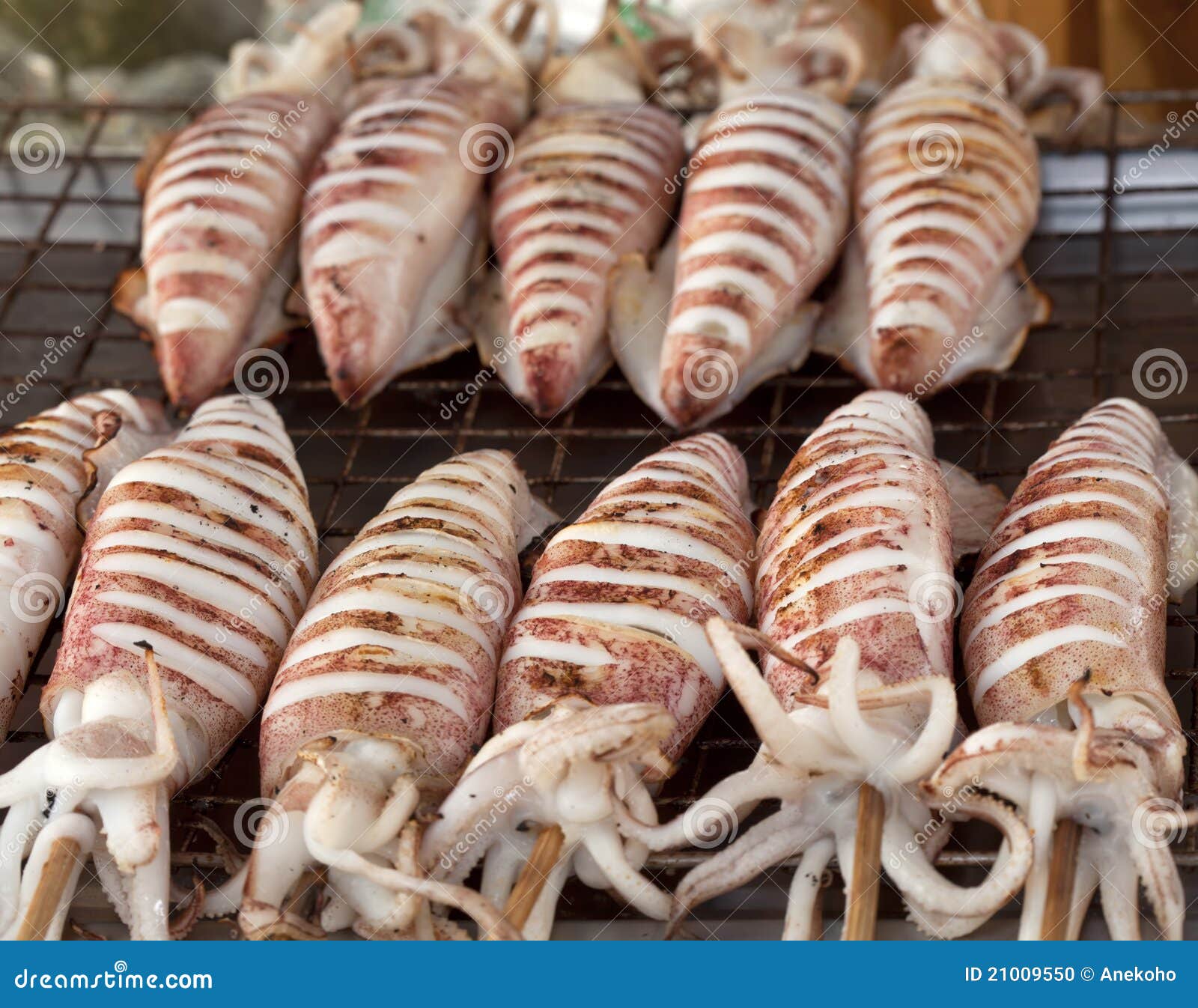 Squid BBQ Prepared on the Tray Stock Photo - Image of lunch, picnic ...