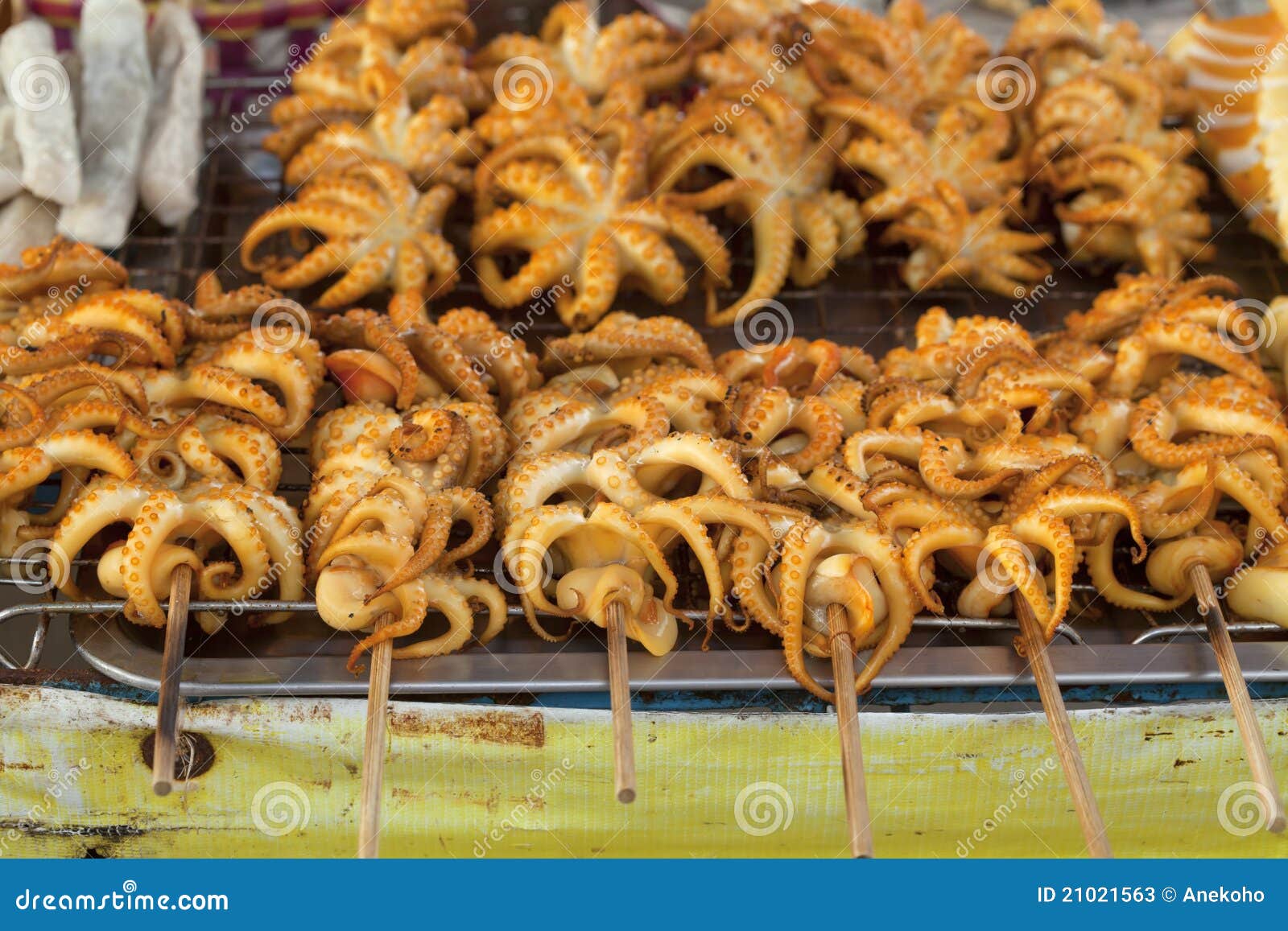 Squid BBQ Prepared on the Tray Stock Image - Image of fireplace ...