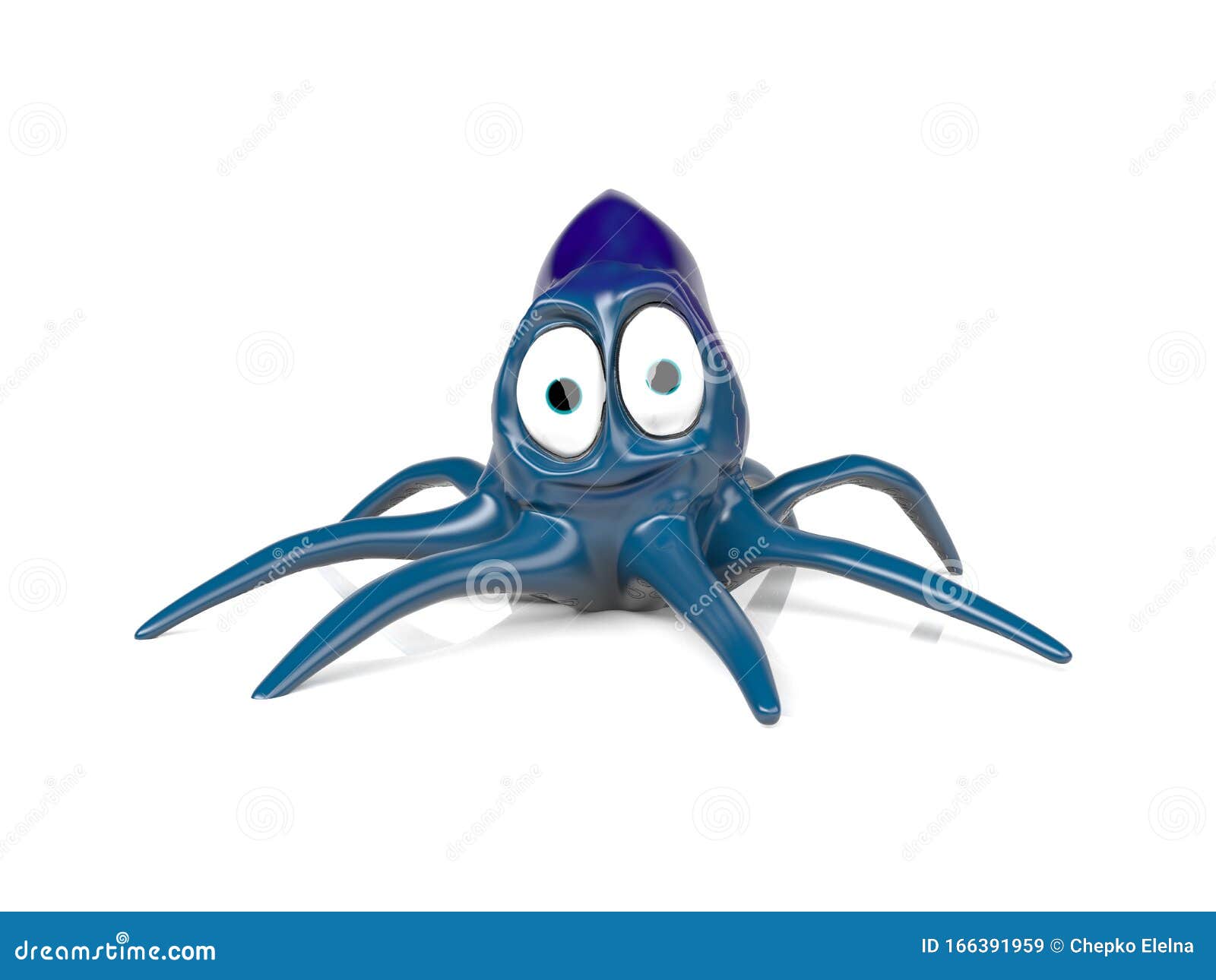 Squid Blue, on White Background,3d Render Stock Illustration ...