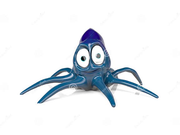 Squid Blue, on White Background,3d Render Stock Illustration ...