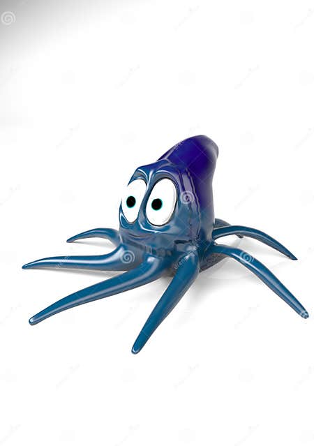 Squid Blue, on White Background,3d Render Stock Illustration ...