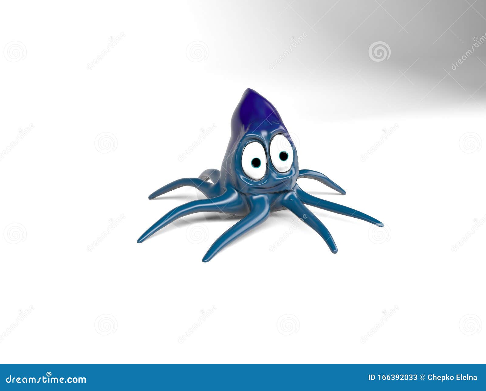 Squid Blue, on White Background,3d Render Stock Illustration ...