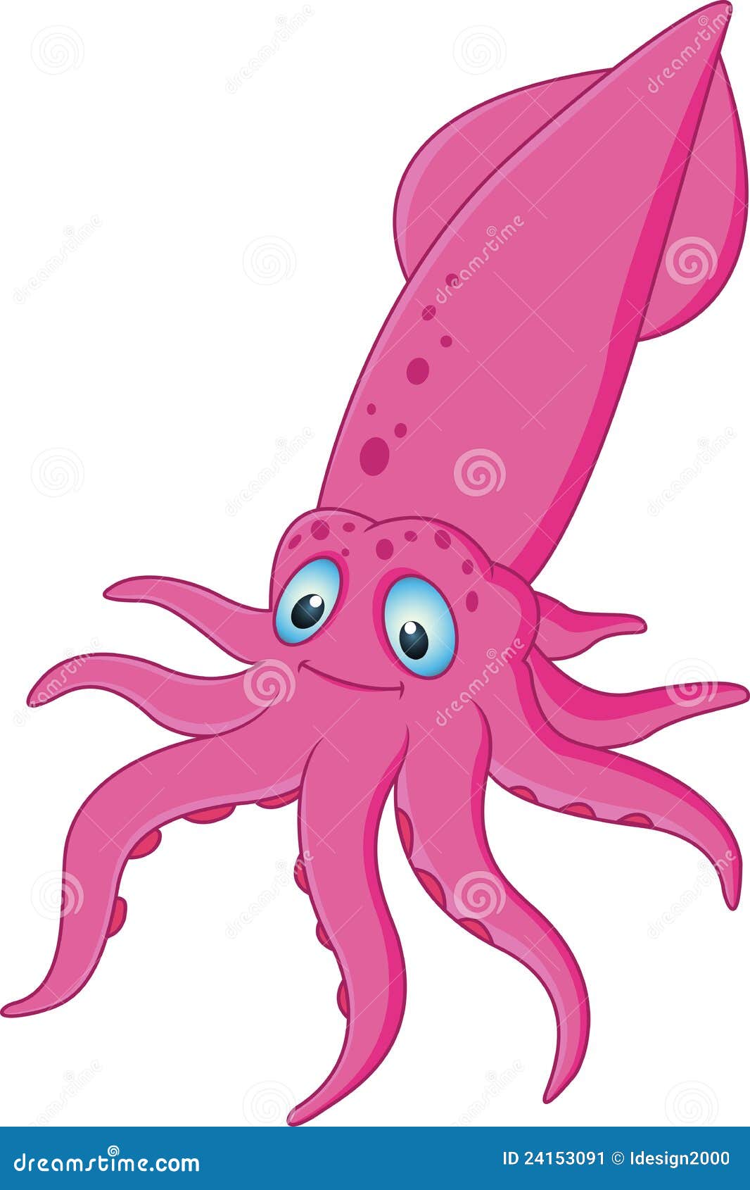 Squid cartoon stock illustration. Illustration of cute - 24153091