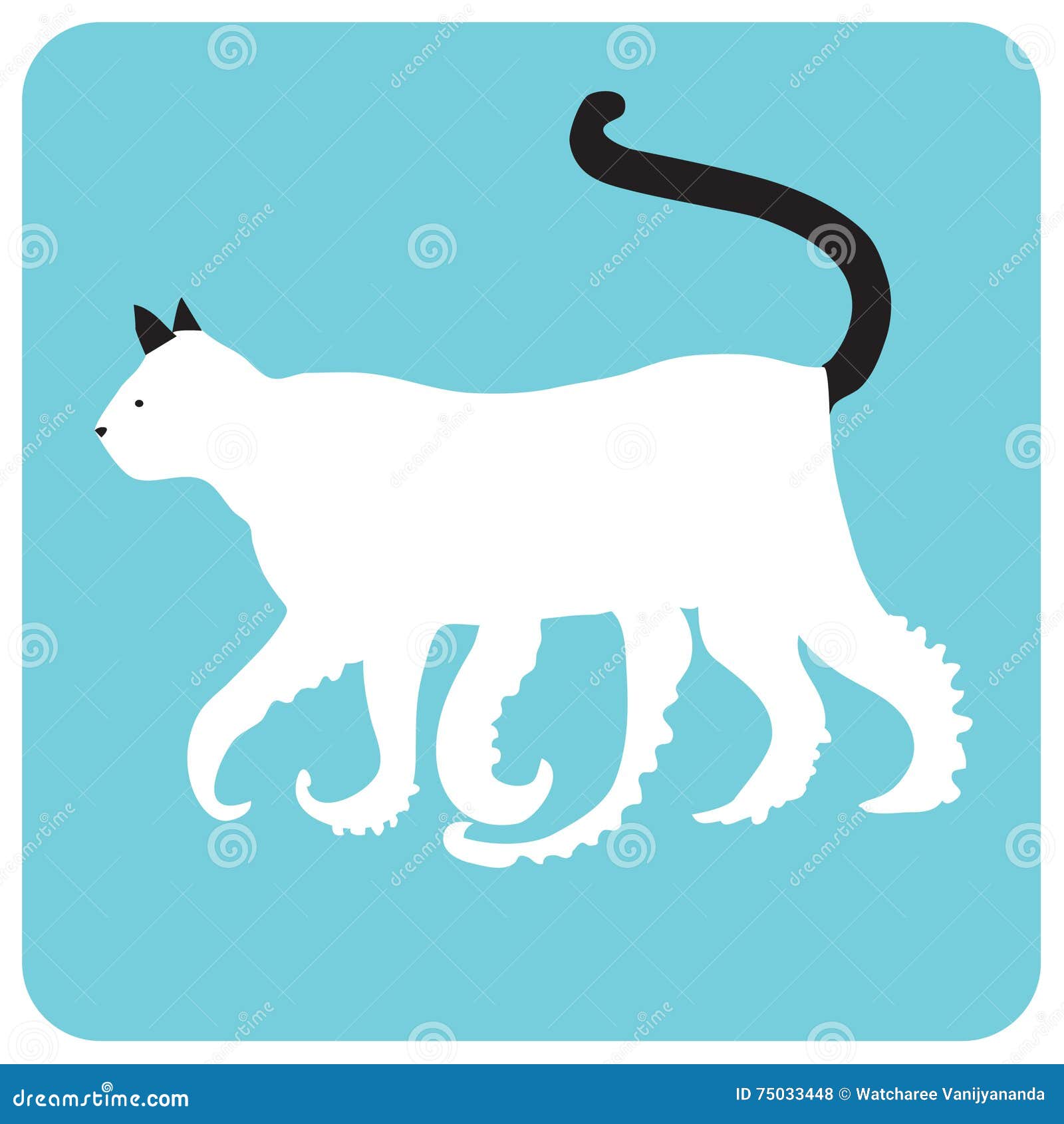 Squid cat stock illustration. Illustration of nature - 75033448