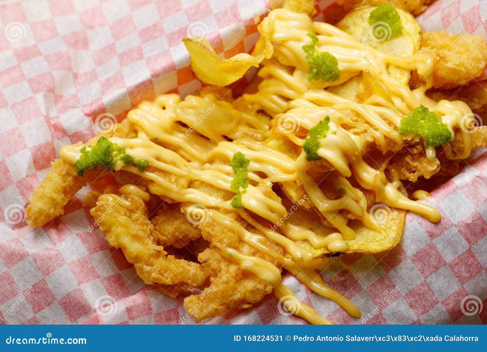 Squid and chips stock image. Image of eating, kitchen - 168224531