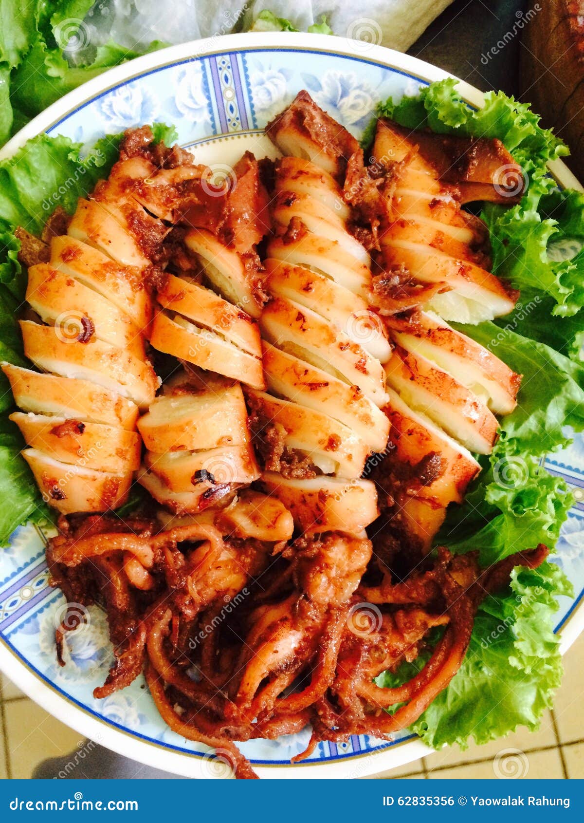 Squid fried stock photo. Image of squid, fried, food - 62835356