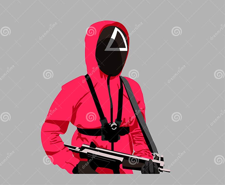 Squid Game Design Clothes Pink Triangle Shape with Weapon Vector ...