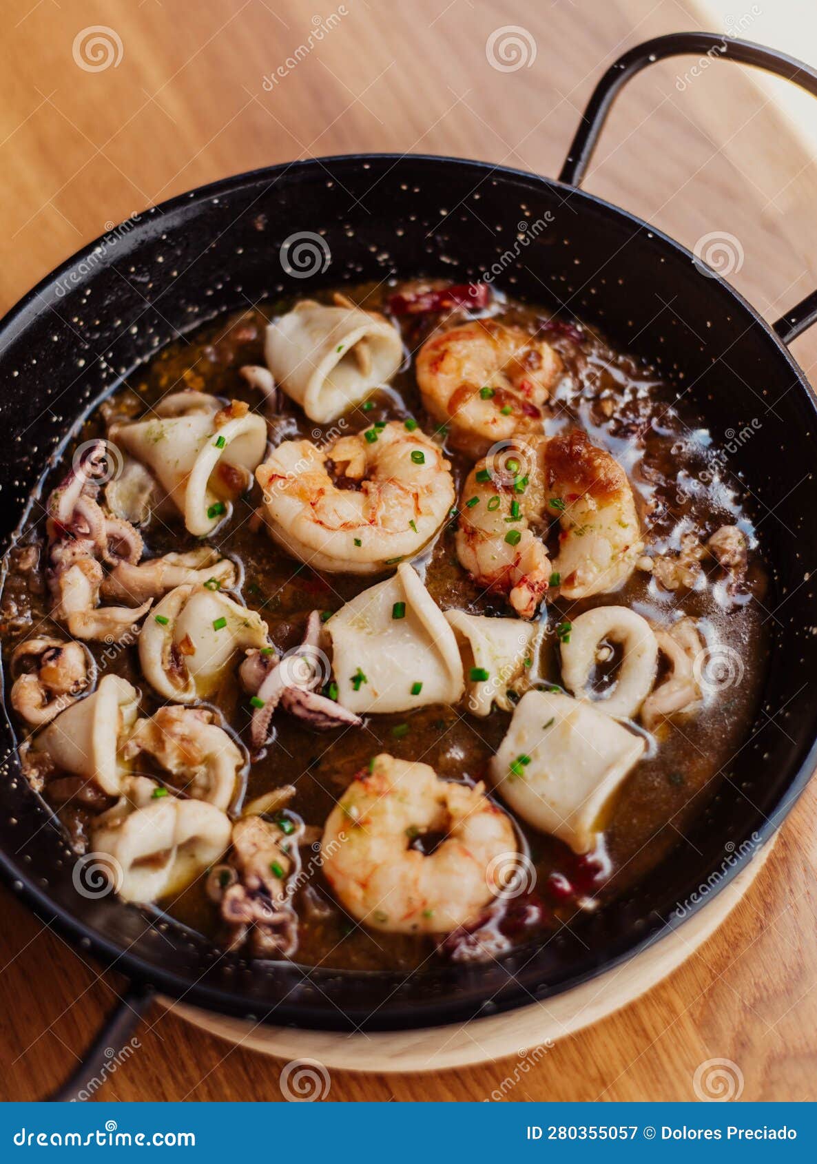Squid and Garlic Prawns Portion in a Tapas Bar Stock Image - Image of ...