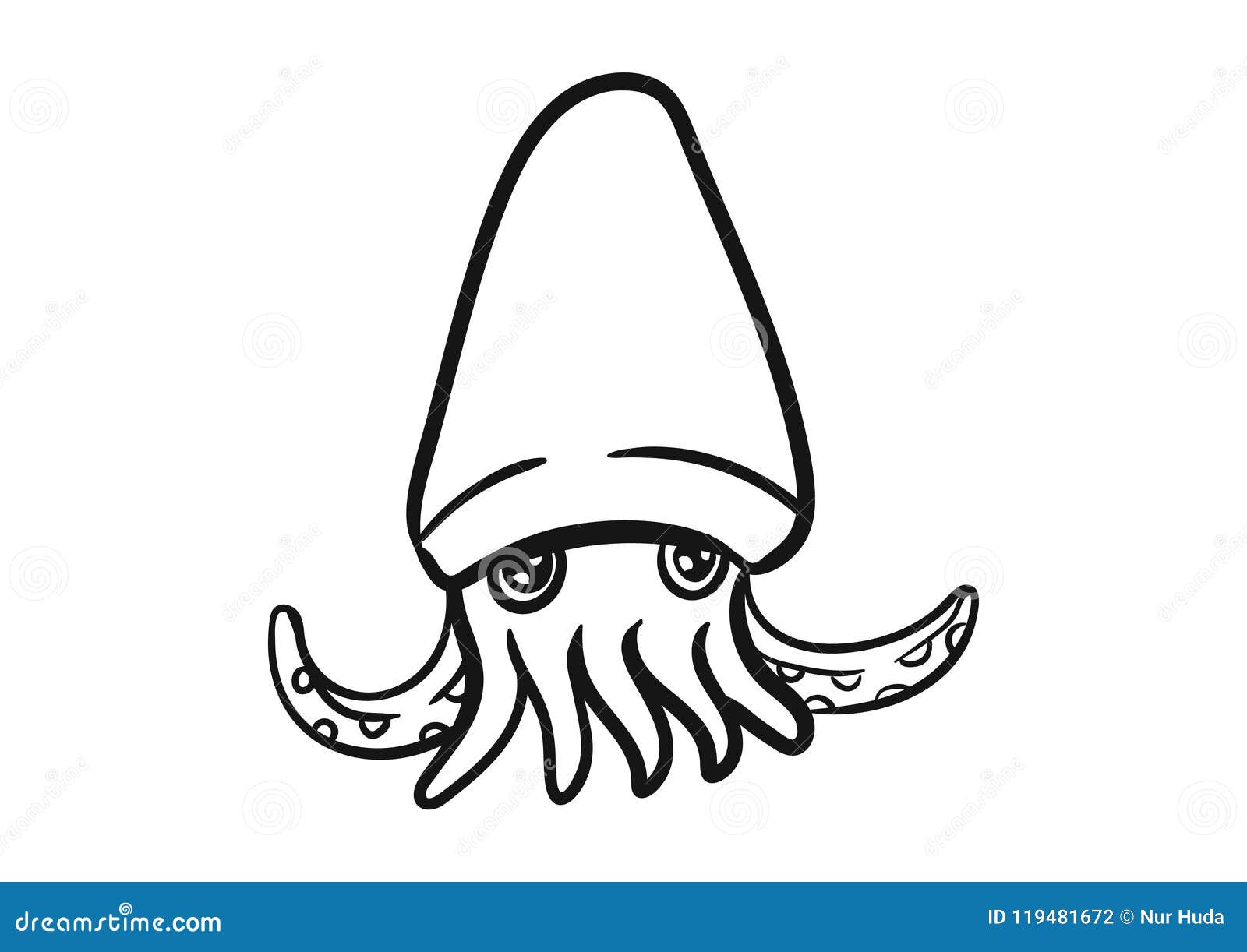 Squid Hand Drawn Outline Doodle Icon Cartoon Vector | CartoonDealer.com ...
