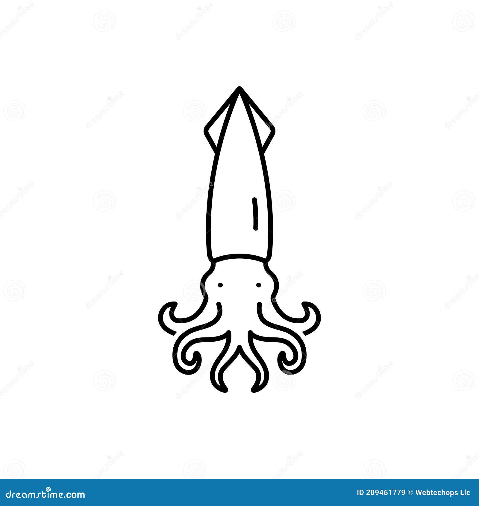 Black Line Icon for Squid, Calamari and Calamary Stock Vector ...