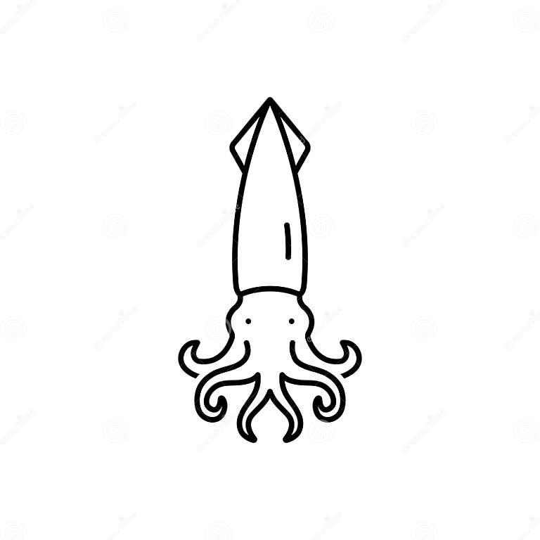 Black Line Icon for Squid, Calamari and Calamary Stock Vector ...