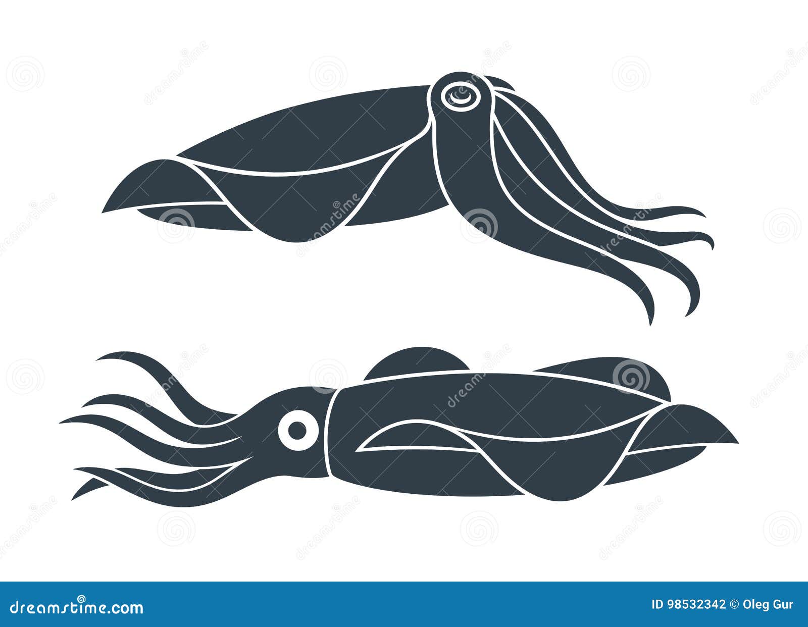 Squid Icon. Vector Illustration. Red Squid Isolated On Blue Water ...