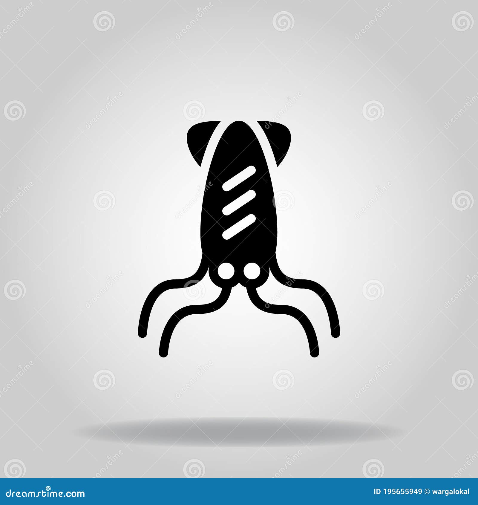 Squid Icon. Vector Illustration. Red Squid Isolated On Blue Water ...