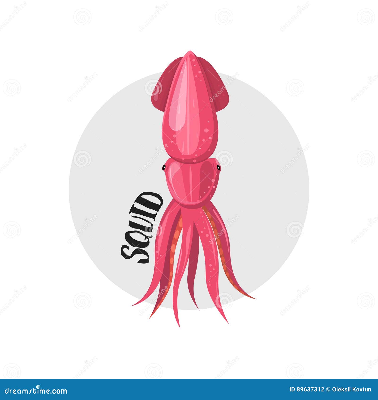 Squid Icon. Vector Illustration. Seafood. Cartoon Character. Stock ...
