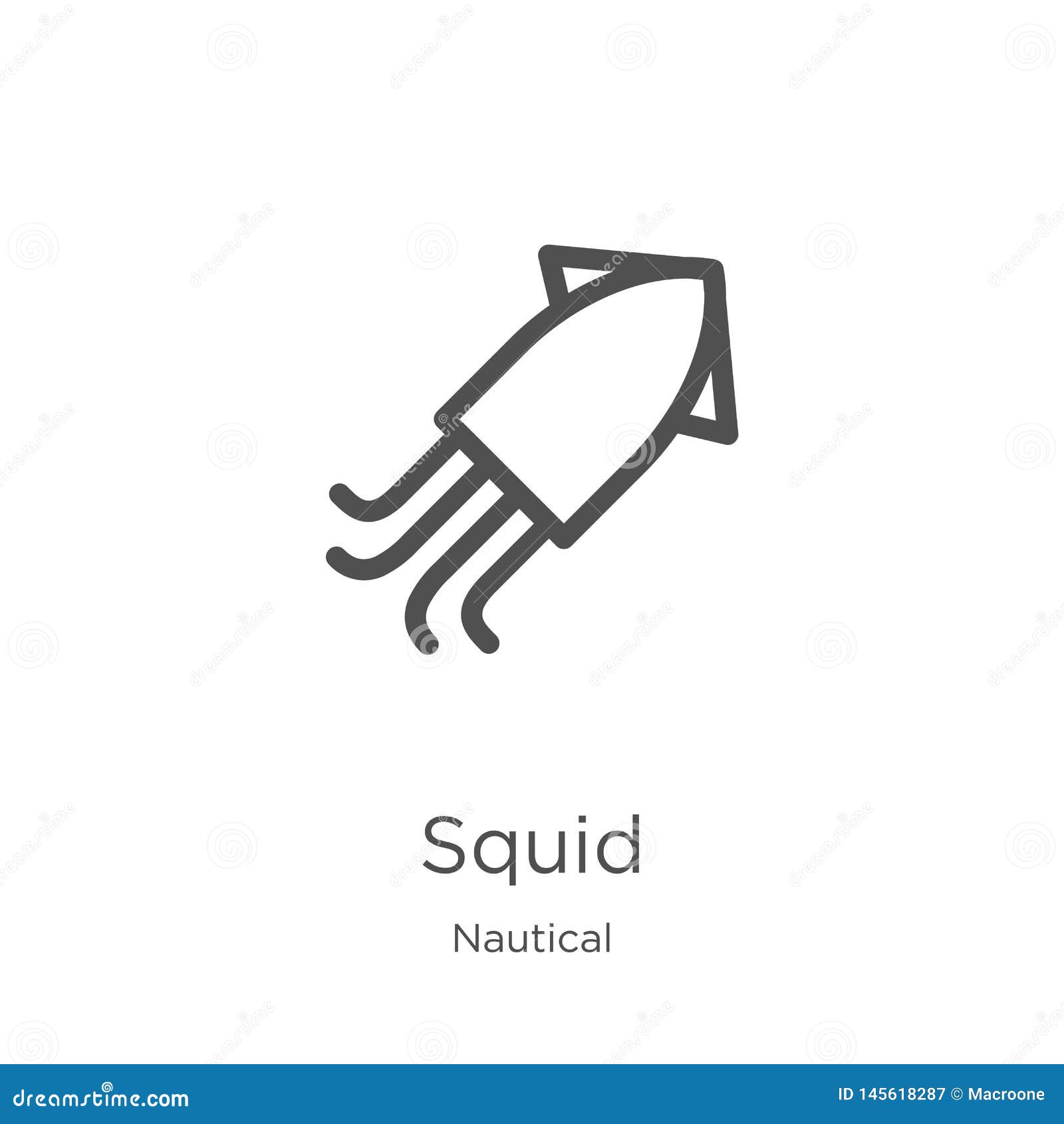Squid Icon Vector from Nautical Collection. Thin Line Squid Outline ...