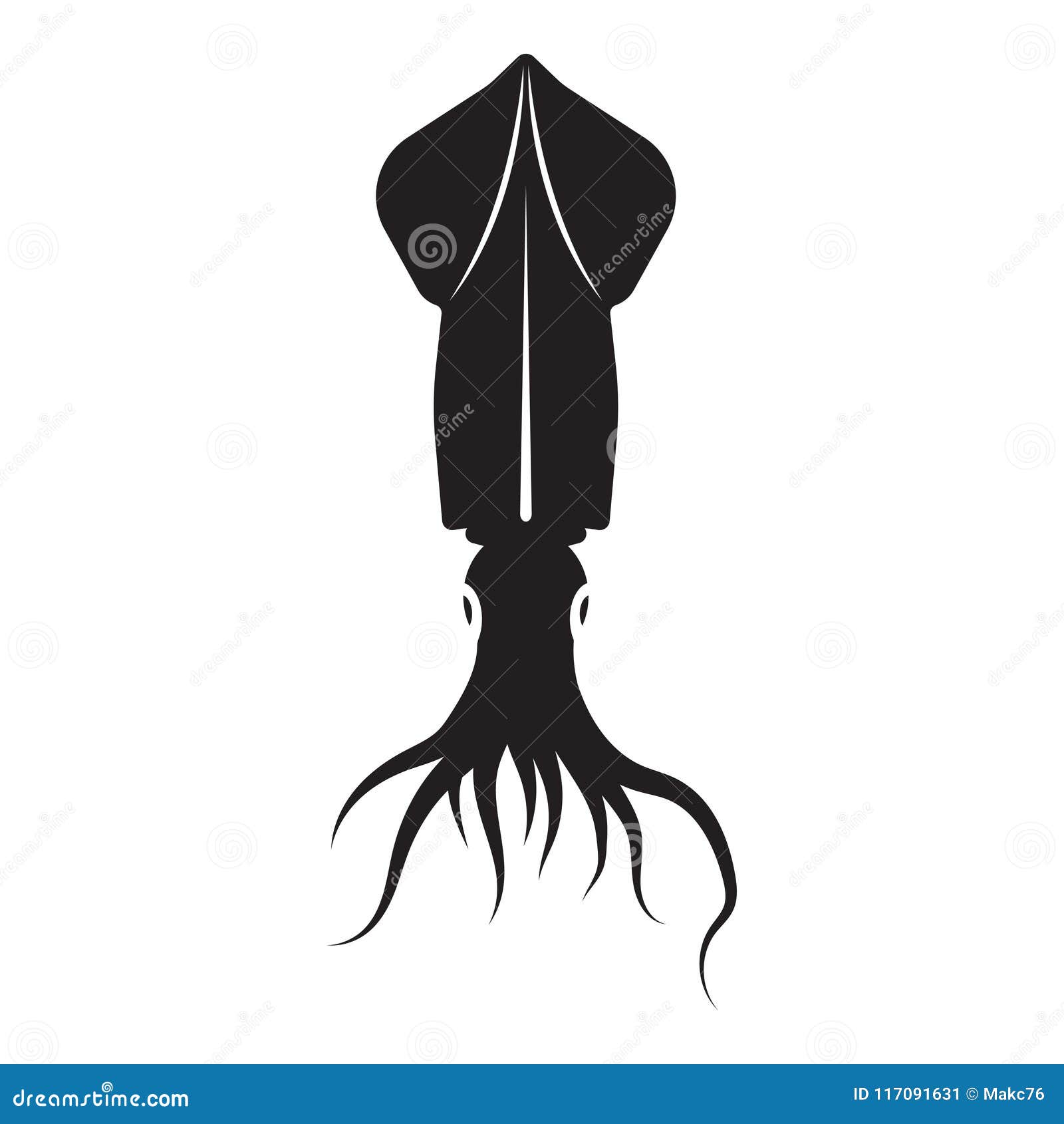 Squid Icon. Vector Illustration. Red Squid Isolated On Blue Water ...