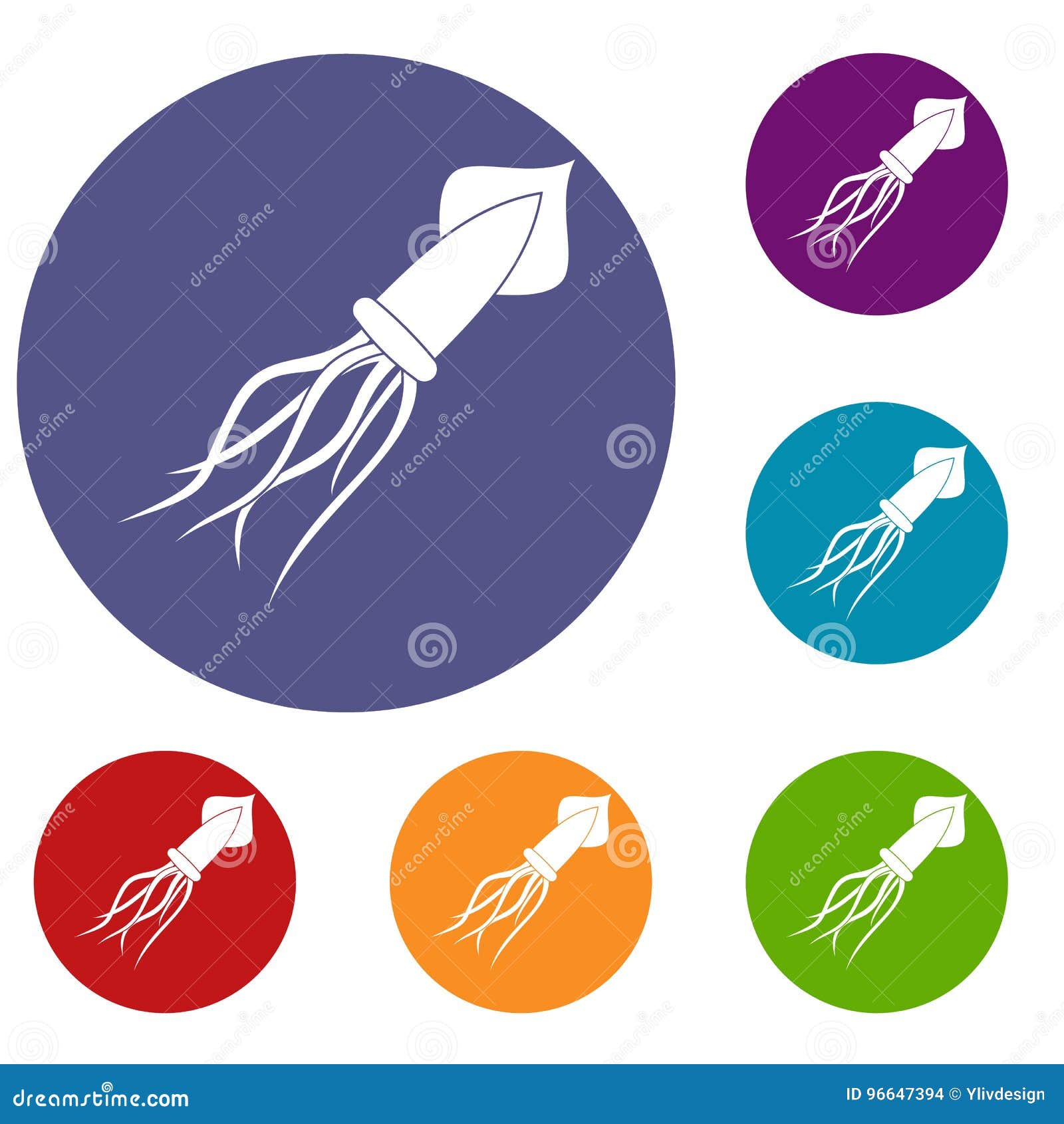 Set Of Squid Icons In Silhouette Style, Vector | CartoonDealer.com ...