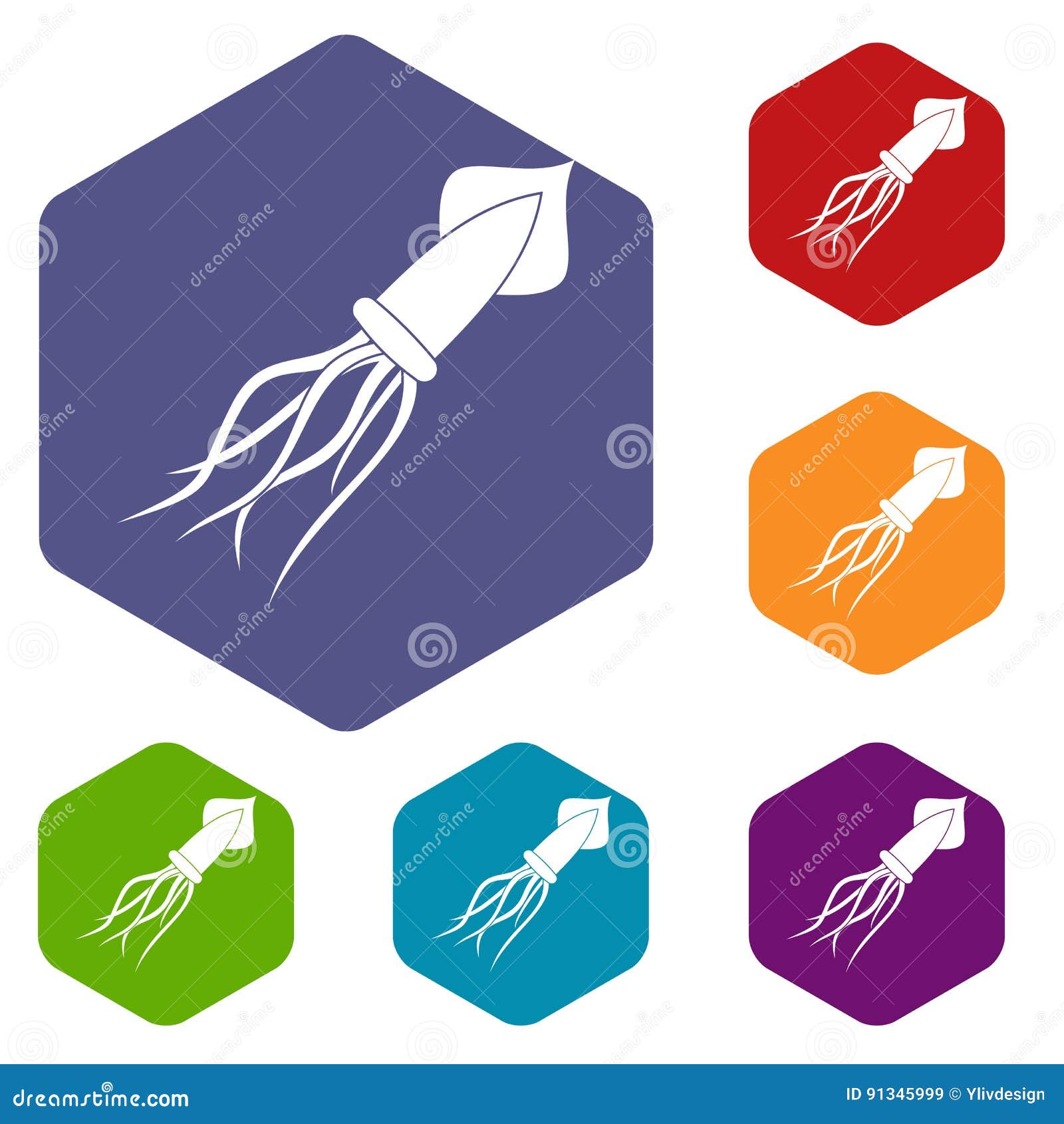 Set Of Squid Icons In Silhouette Style, Vector | CartoonDealer.com ...