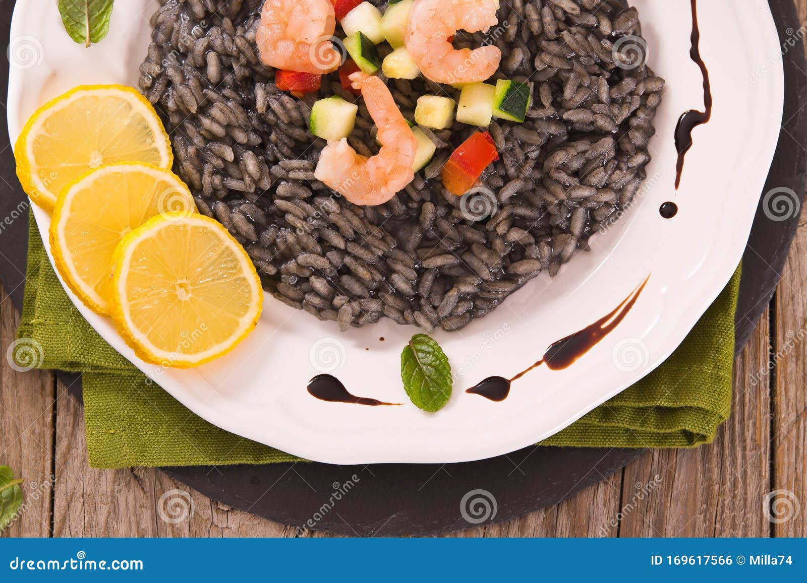 Squid ink risotto. stock photo. Image of italian, food - 169617566