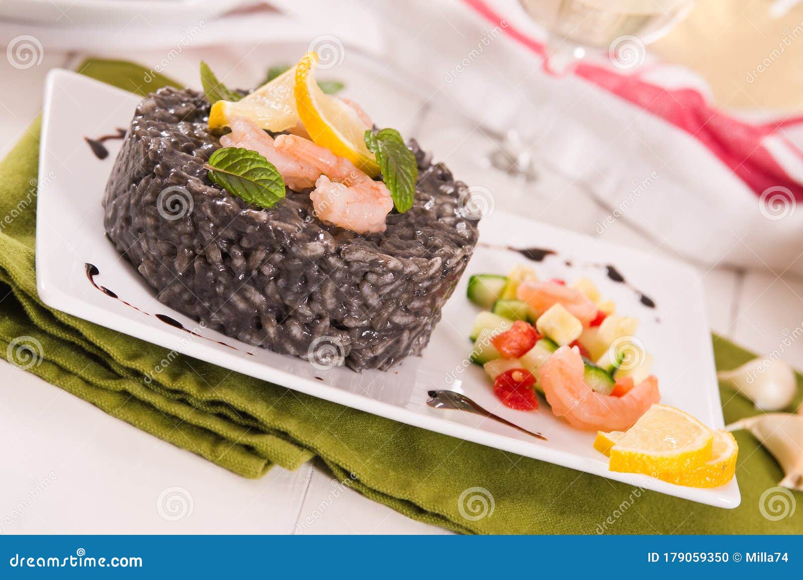 Squid ink risotto. stock photo. Image of chopped, risotto - 179059350