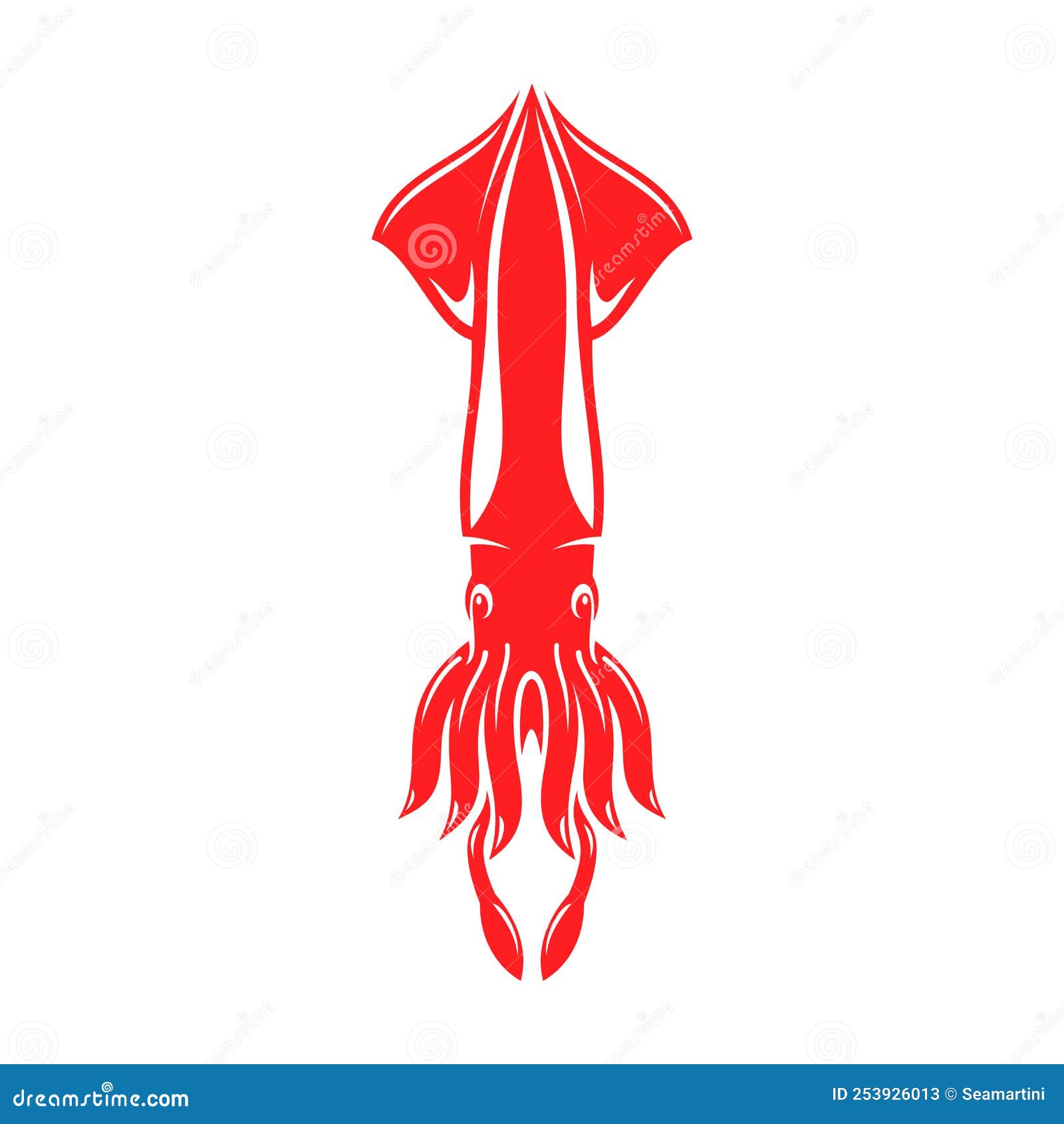 Red Hooked Squid with Suctions, Red Seafood Stock Vector - Illustration ...