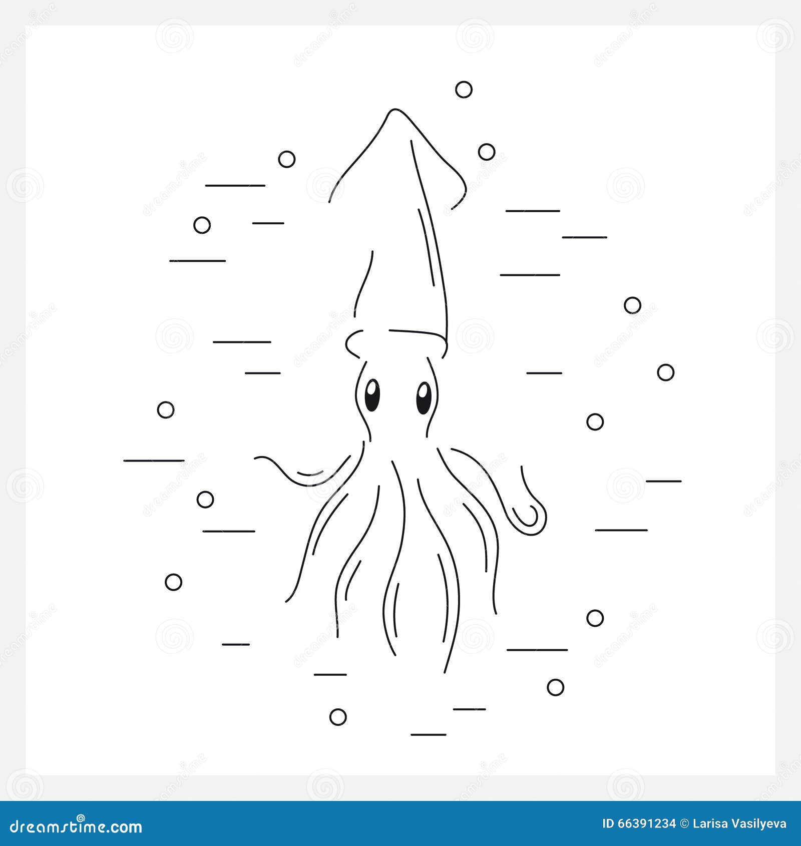 Squid Line And Solid Icon, Seafood Concept, Korean Octopus Calamari ...