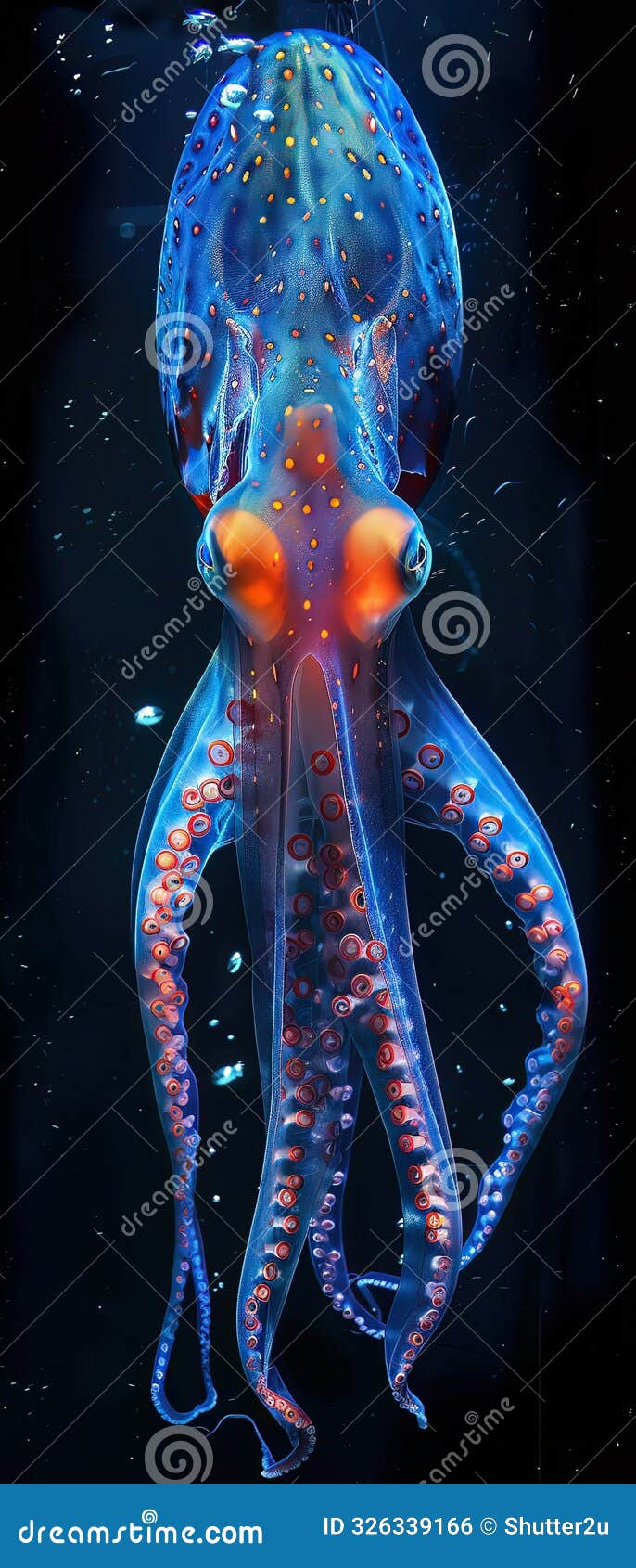 A Squid with Neon Red Flash Bombs Escaping Predators in the Deep Sea ...