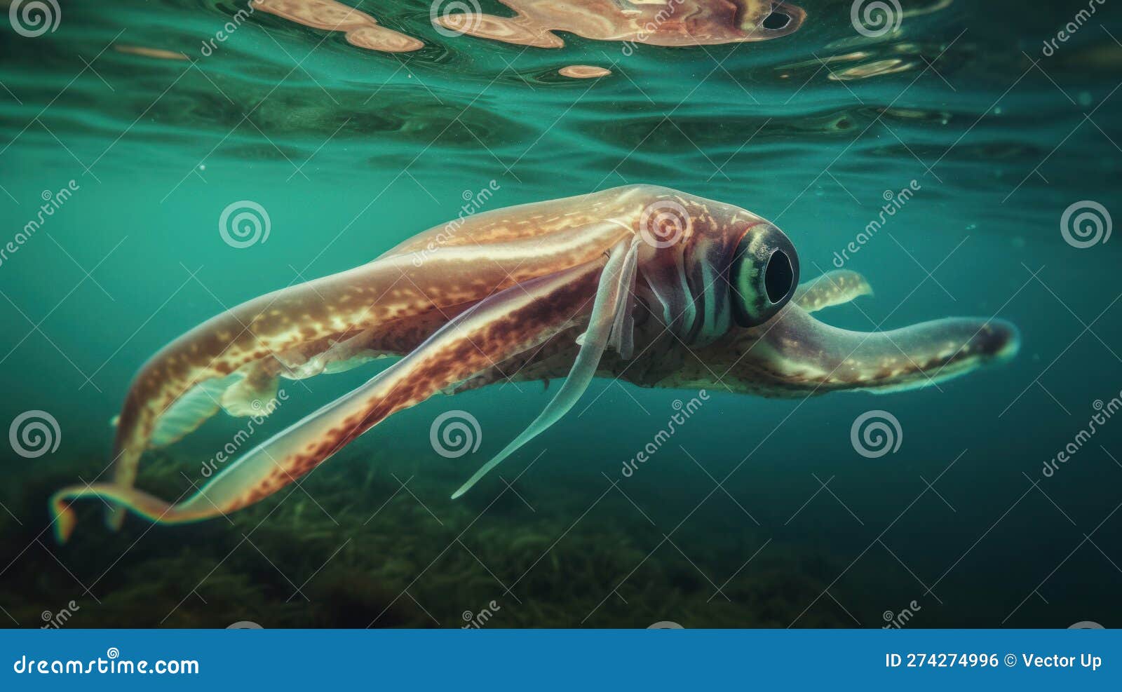 Squid in the Ocea. Generative AI Stock Illustration - Illustration of ...