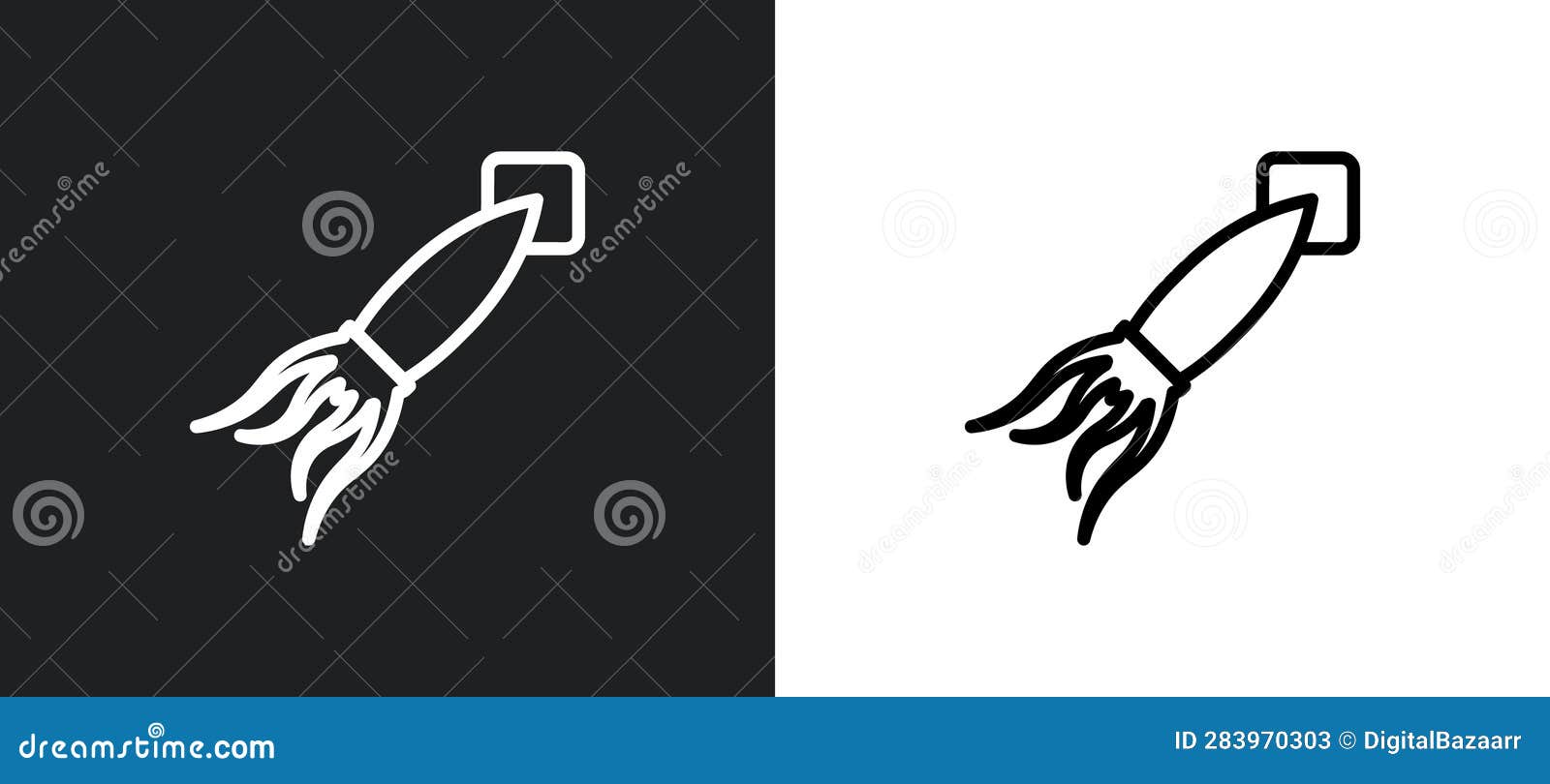 Squid Outline Icon in White and Black Colors. Squid Flat Vector Icon ...
