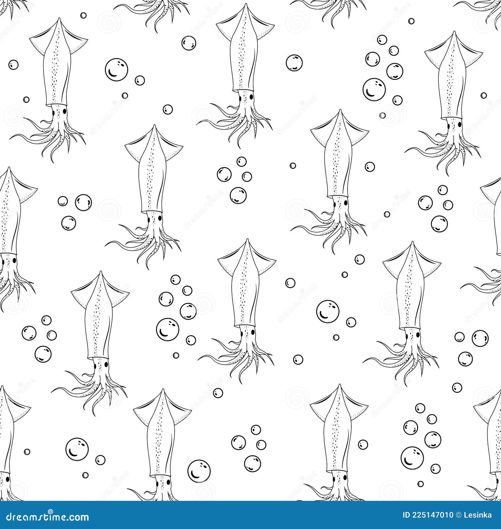 Squid Pattern Seamless. Calamary Background. Baby Fabric Texture ...