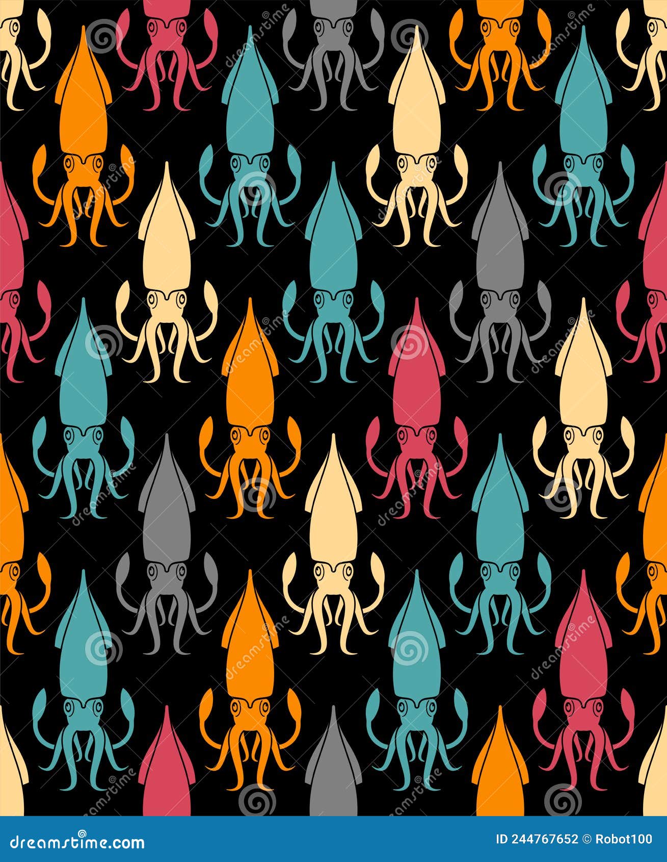 Squid Pattern Seamless. Calamary Background. Baby Fabric Texture ...