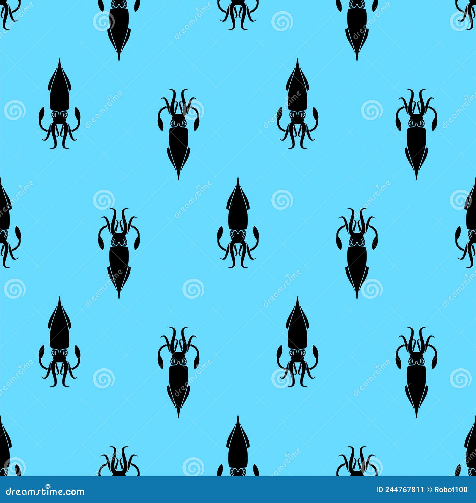 Squid Pattern Seamless. Calamary Background Stock Vector - Illustration ...