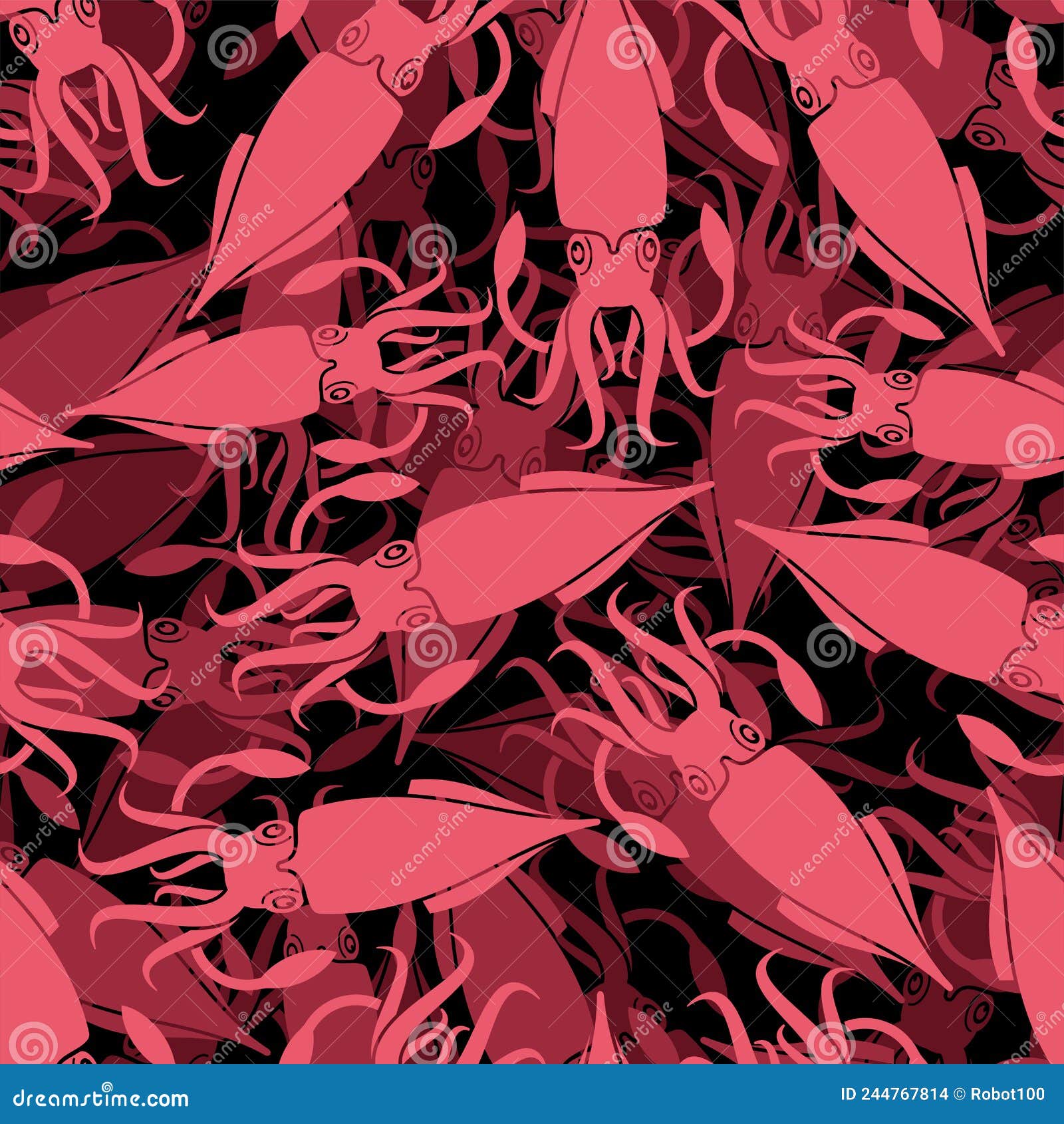 Squid Pattern Vector. Seafood Card Backgrounds Stock Illustration ...