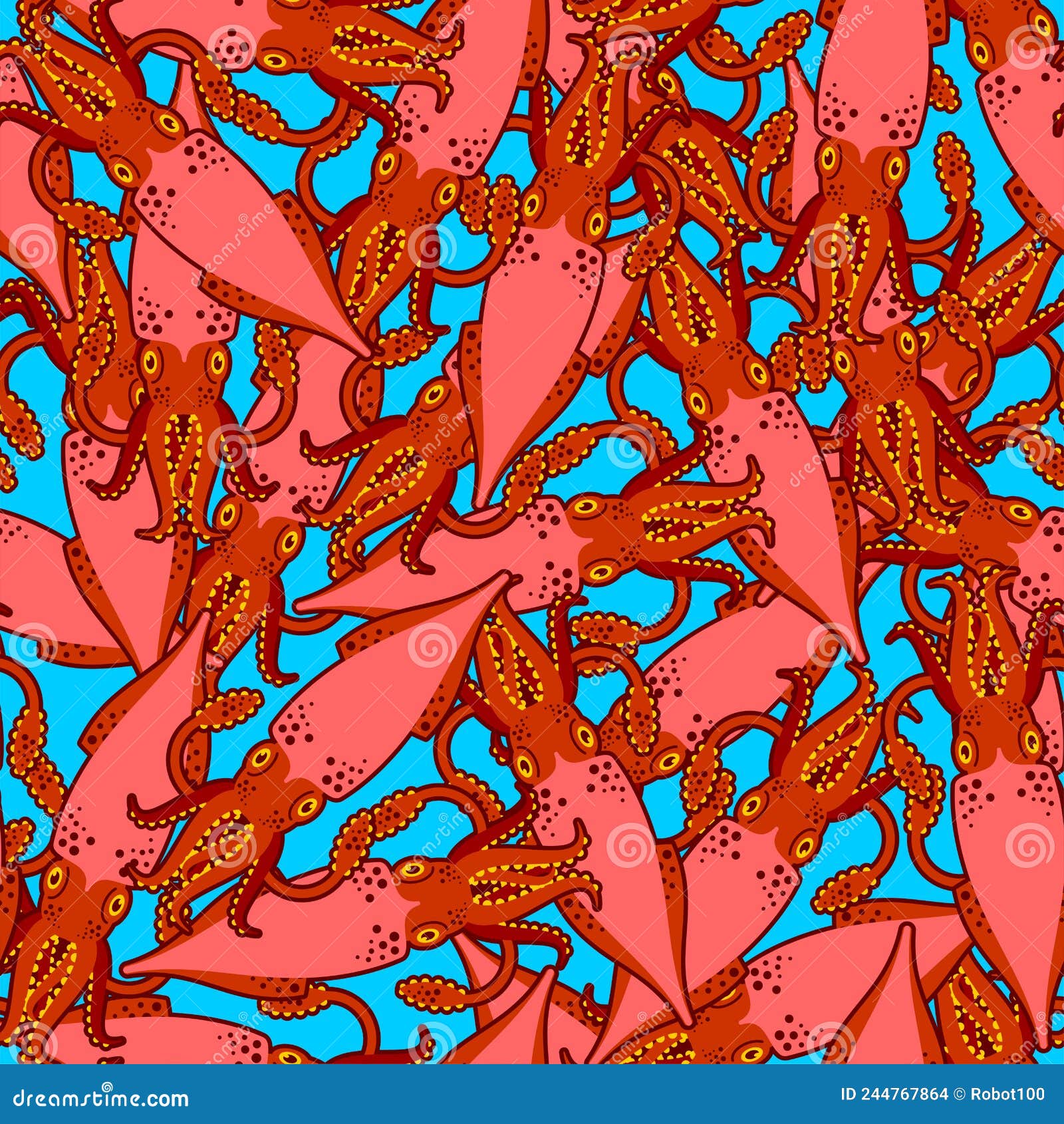 Squid Pattern Seamless. Calamary Background. Baby Fabric Texture ...