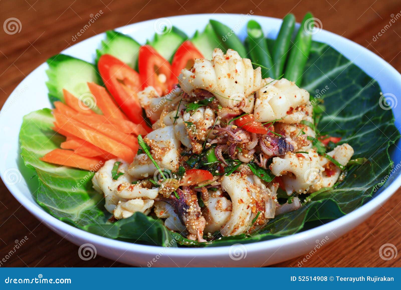 Squid salad stock photo. Image of cuttlefish, salad, spicysalad - 52514908
