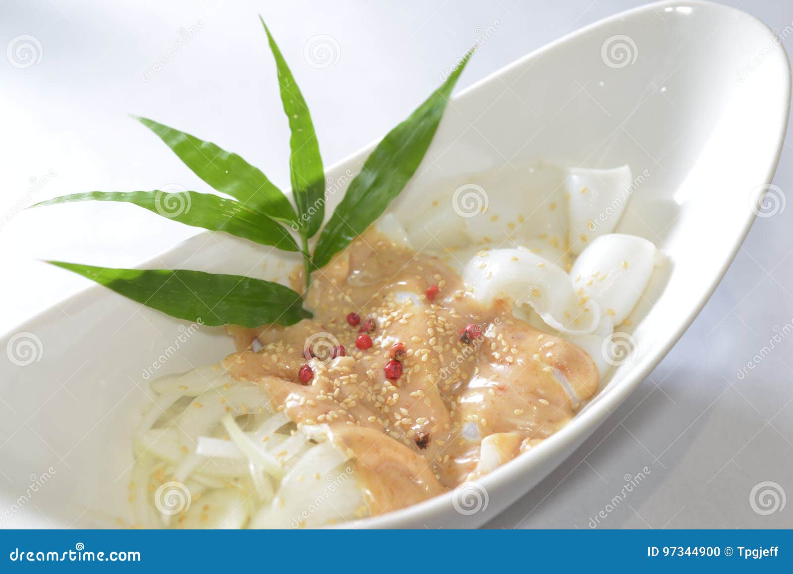Squid with sauce stock photo. Image of seafood, food - 97344900