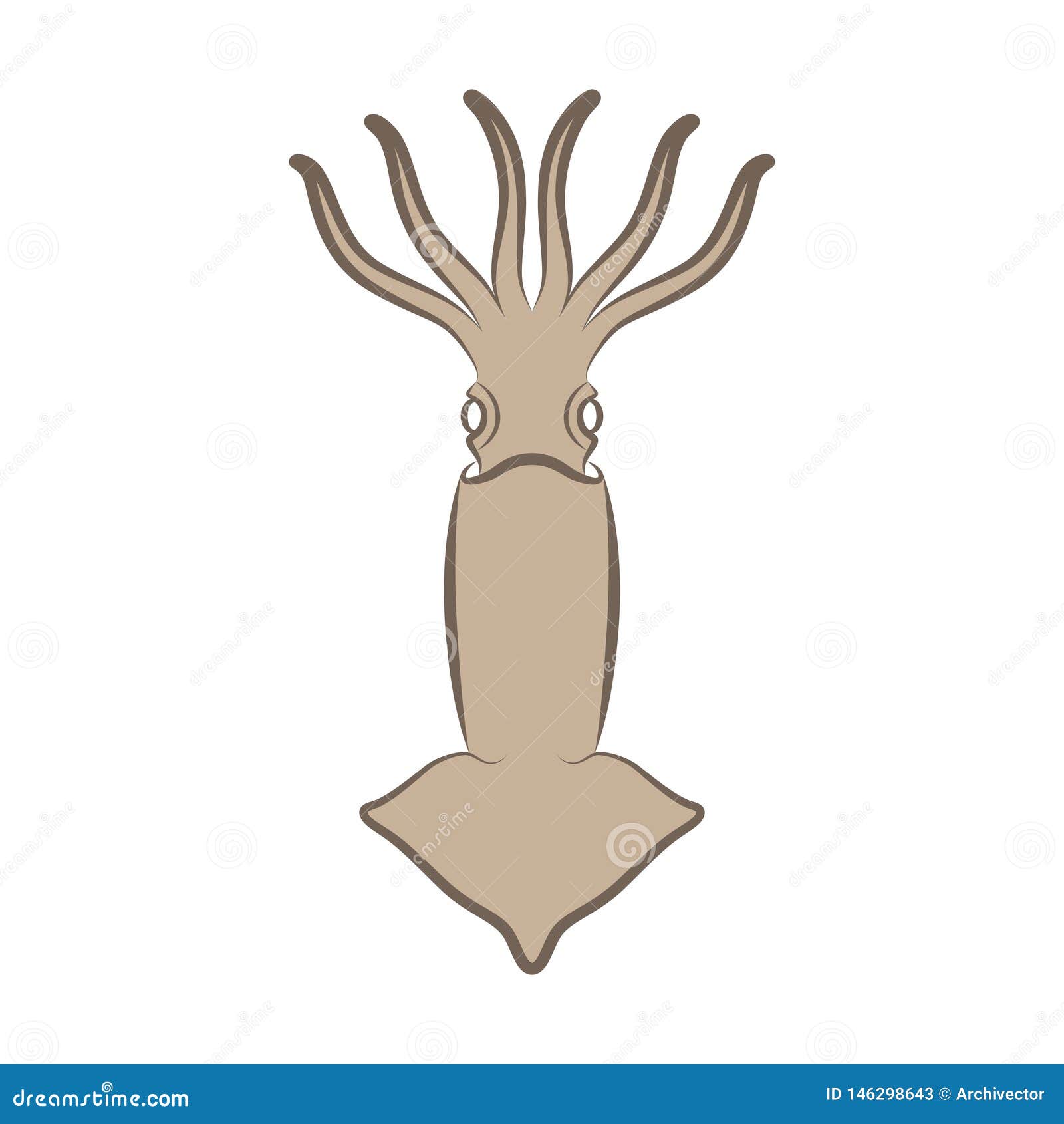 Squid monochrome sign stock vector. Illustration of octopus - 146298643