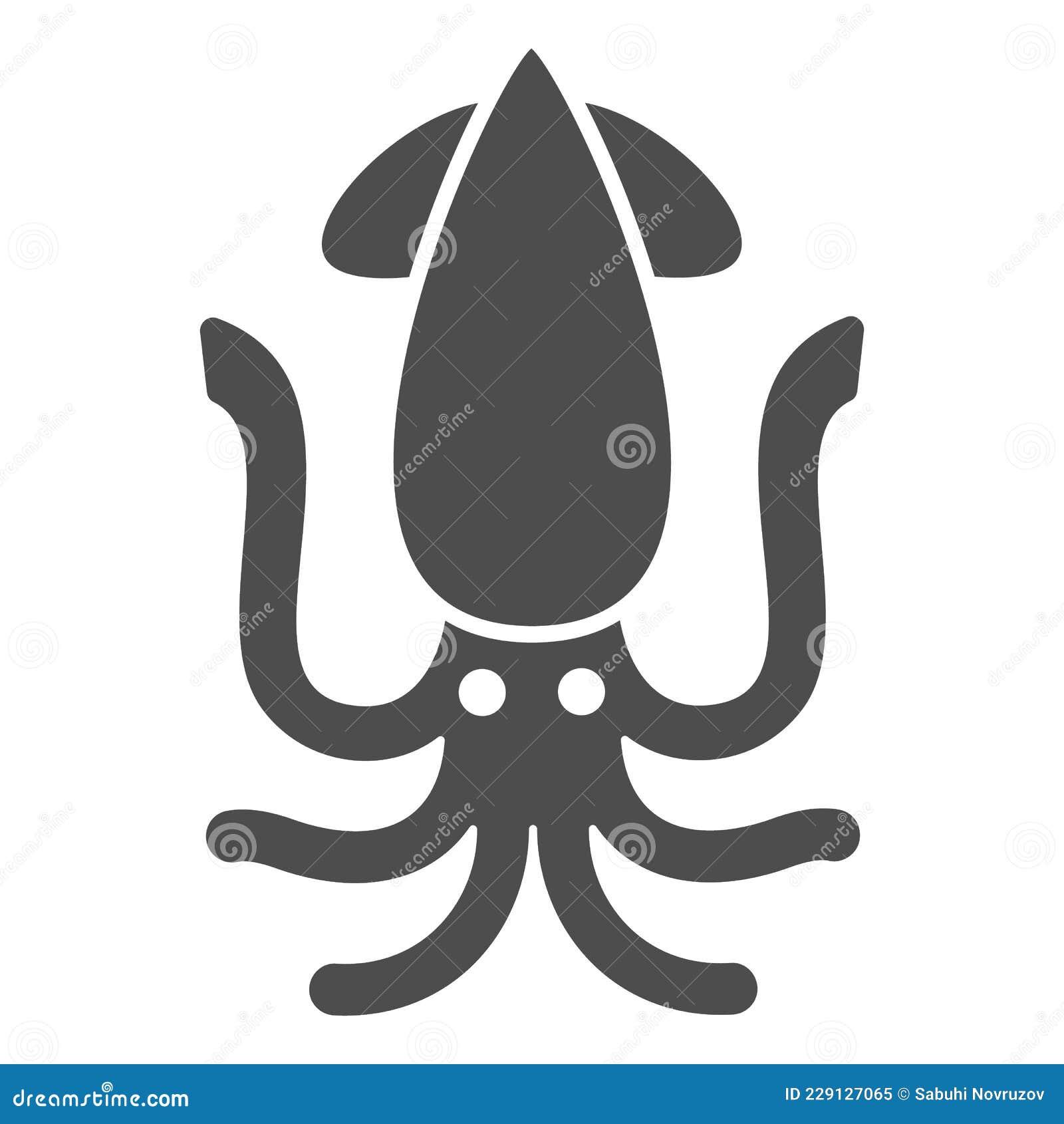 Squid Solid Icon, Seafood Concept, Korean Octopus Calamari Vector Sign on White Background ...