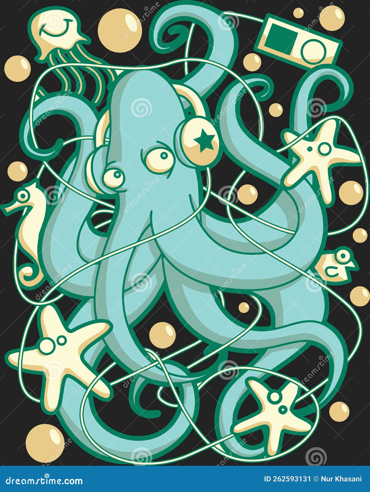 Squid Star Logo Vector Illustration Stock Vector - Illustration of ...