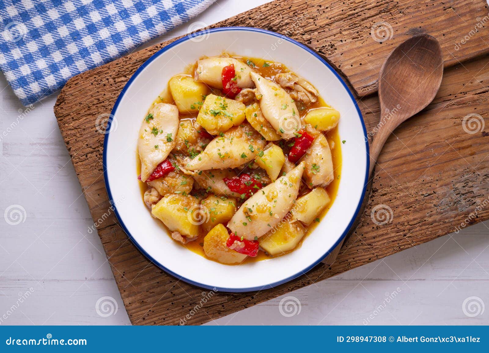 Squid Stew with Red Peppers. Typical Spanish Tapa Recipe Stock Photo ...