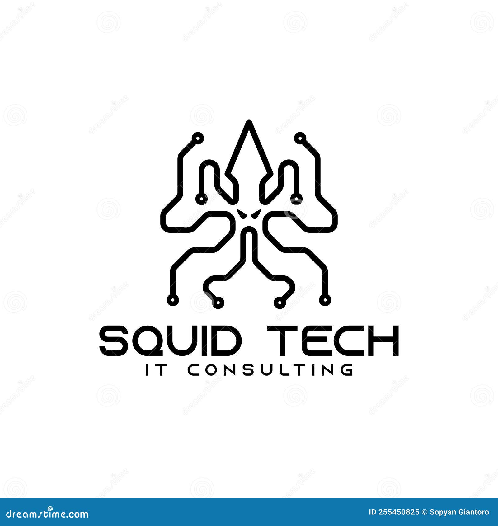 Squid Technology Logo Design Template Stock Vector - Illustration of network, design: 255450825