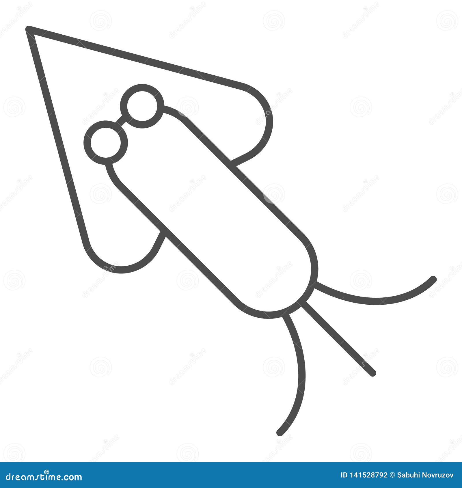 Squid Thin Line Icon, Seafood Concept, Korean Octopus Calamari Vector ...