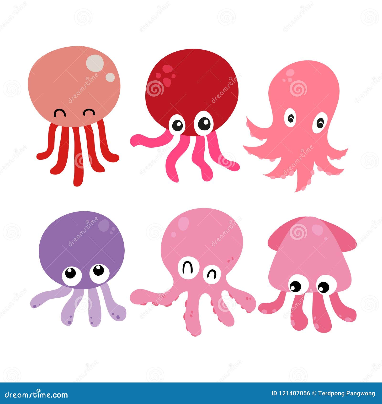 Squid Vector Collection Design Stock Illustration - Illustration of ...