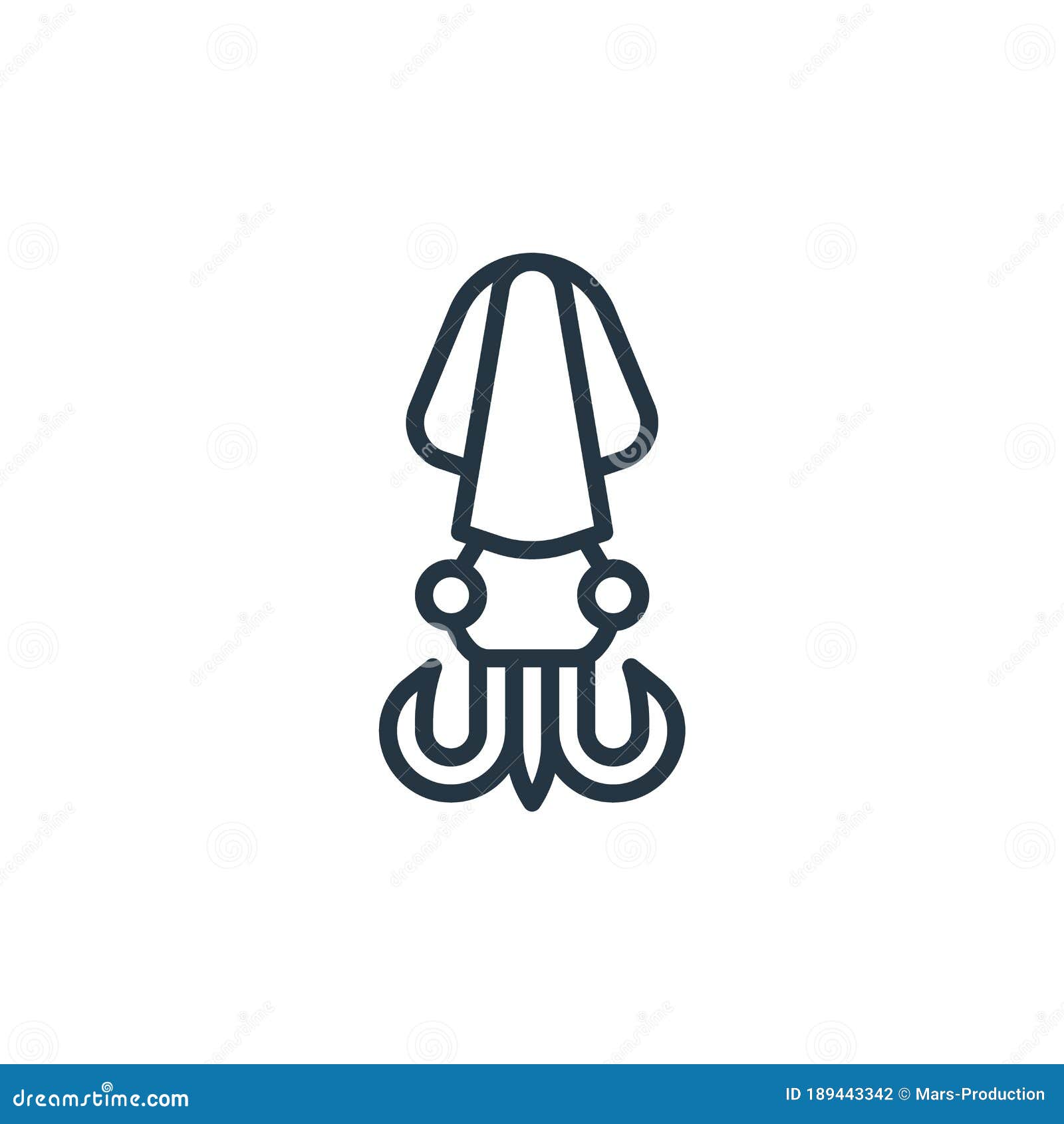 Squid Vector Icon Isolated on White Background. Outline, Thin Line ...