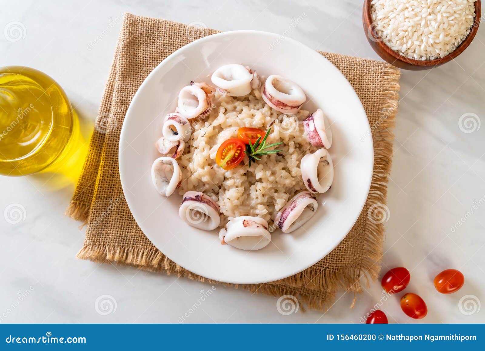 Squids or octopus risotto stock photo. Image of diet - 156460200