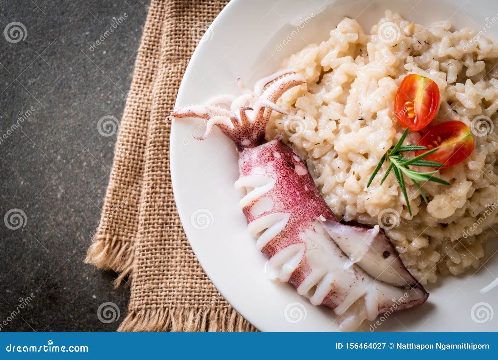 Squids or octopus risotto stock image. Image of restaurant - 156464027